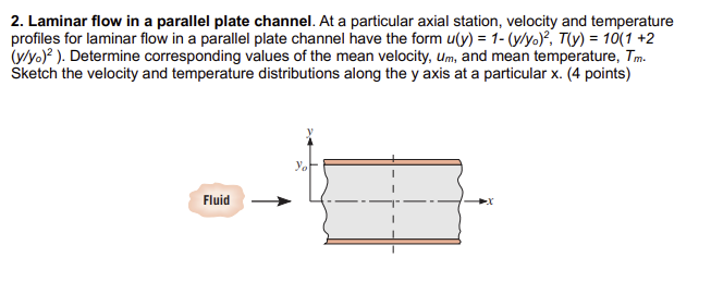 Solved 2. Laminar flow in a parallel plate channel. At a | Chegg.com
