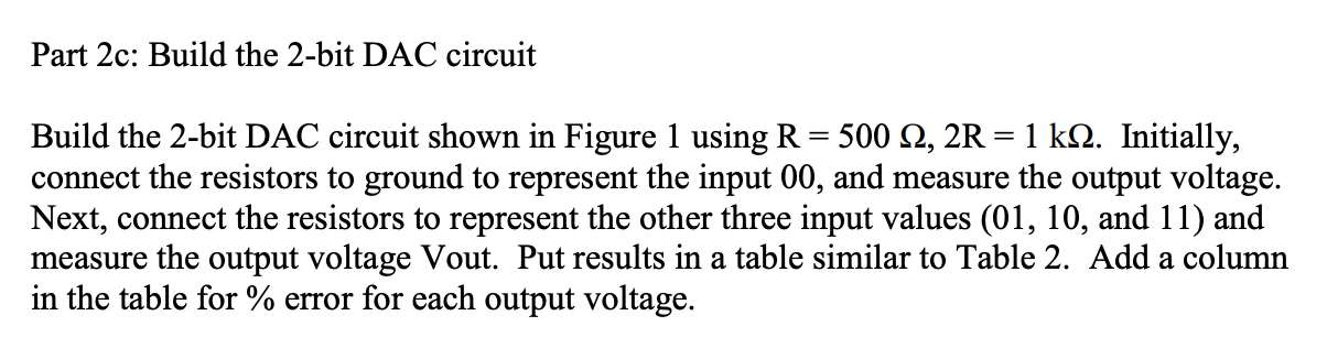 Solved R w 2R 2R } 2R Vout V 2 Vs1 Figure 1: 2-Bit DAC | Chegg.com