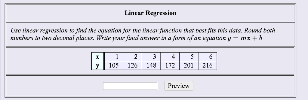 Solved Linear Regression Use Linear Regression To Find The