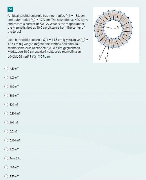 Solved 14 An ideal toroidal solenoid has inner radius | Chegg.com