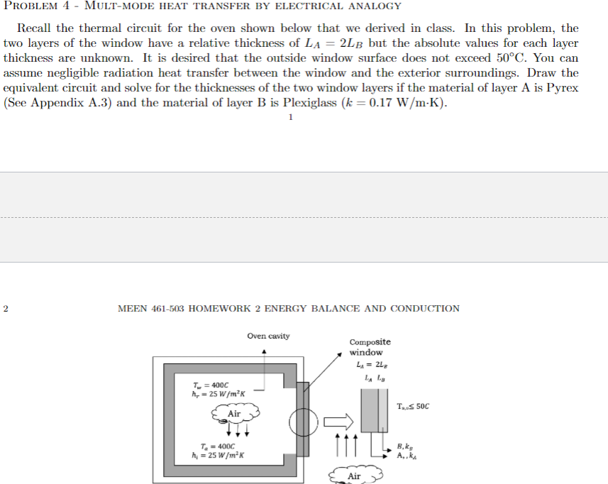 Solved PROBLEM 4 - MULT-MODE HEAT TRANSFER BY ELECTRICAL | Chegg.com