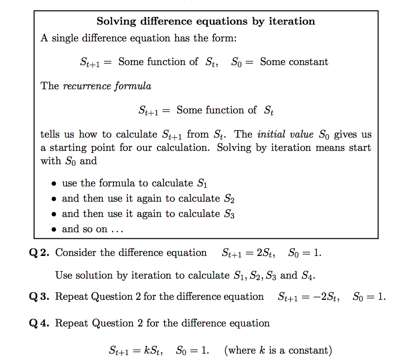 Solved Solving difference equations by iteration A single | Chegg.com