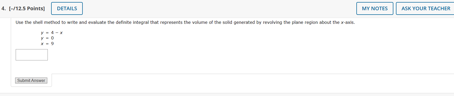 Solved Use the shell method to write and evaluate the | Chegg.com