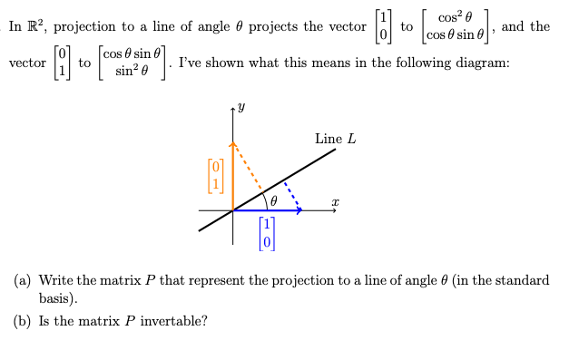 Solved cos In R2, projection to a line of angle & projects | Chegg.com