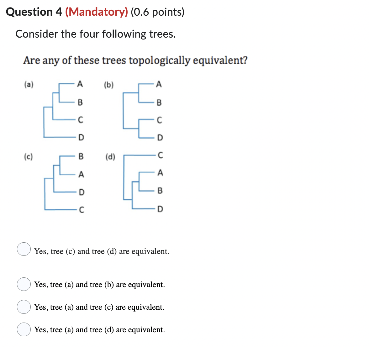 Solved Consider the four following trees. Are any of these | Chegg.com