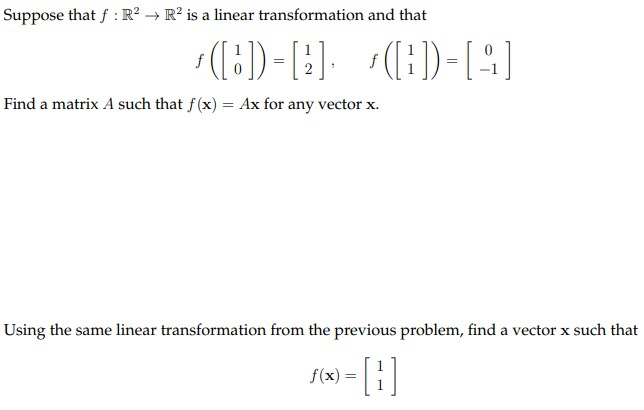 Solved Suppose that f: R2 + R2 is a linear transformation | Chegg.com