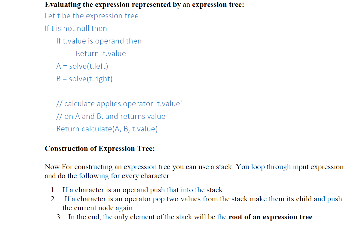 Solved Option #1 - Expression Tree problem The expression | Chegg.com