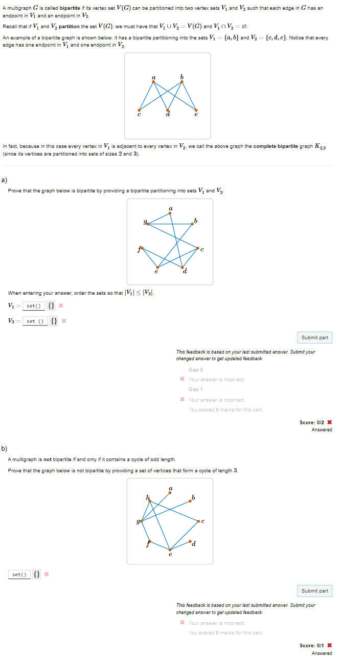 Solved A multigraph G is called bipartite if its vertex set | Chegg.com