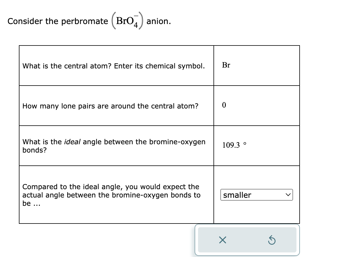 Solved Consider the perbromate (BrO4−)anion. | Chegg.com