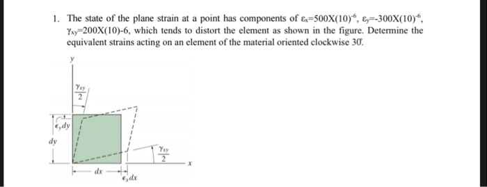 Solved l. The state of the plane strain at a point has | Chegg.com