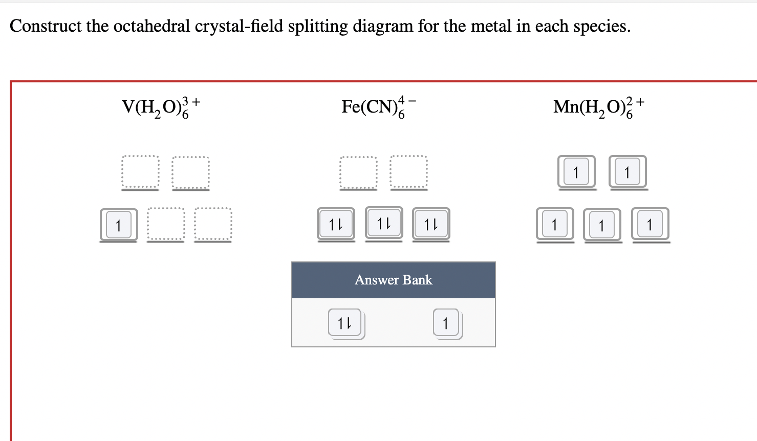 Solved Construct the octahedral crystal-field splitting | Chegg.com