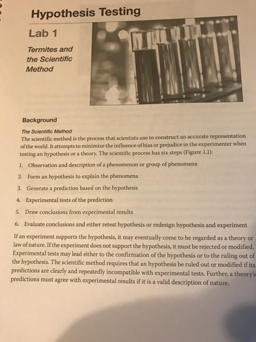 Hypothesis Testing Lab 1 Termites and the Scientific | Chegg.com