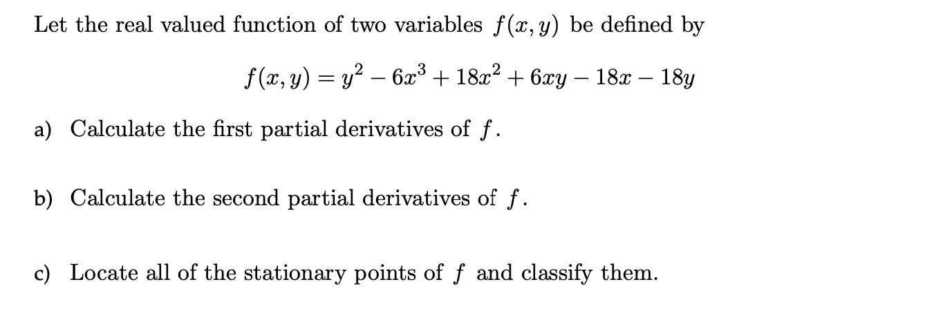 Solved Let the real valued function of two variables \\( | Chegg.com