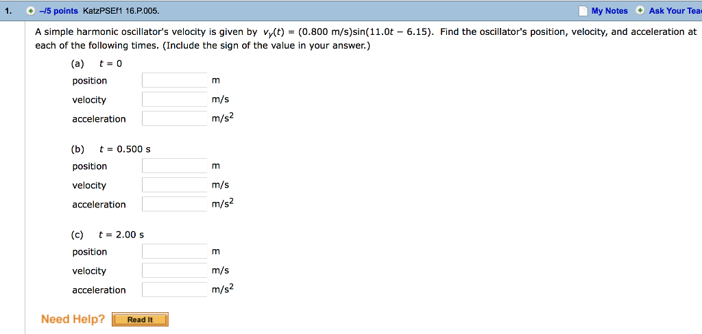 Solved 1. -15 points KatzPSEf1 16.P.005 My Notes Ask Your | Chegg.com Solved 1. -15 points KatzPSEf1 16.P.005 My Notes Ask Your | Chegg.com