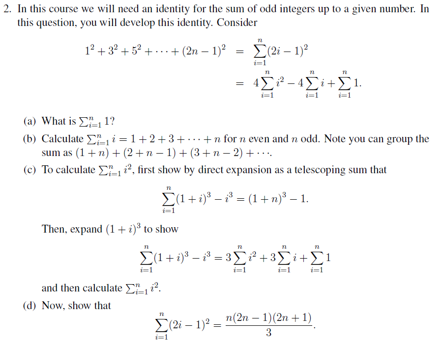Solved 2. In this course we will need an identity for the | Chegg.com