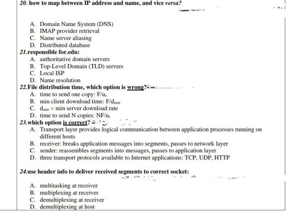 Solved 20. how to map between IP address and name, and vice | Chegg.com