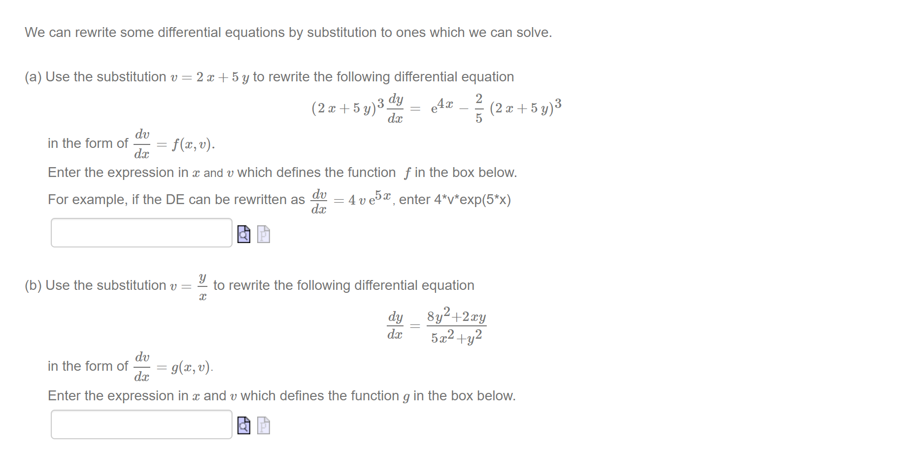 Solved We can rewrite some differential equations by | Chegg.com
