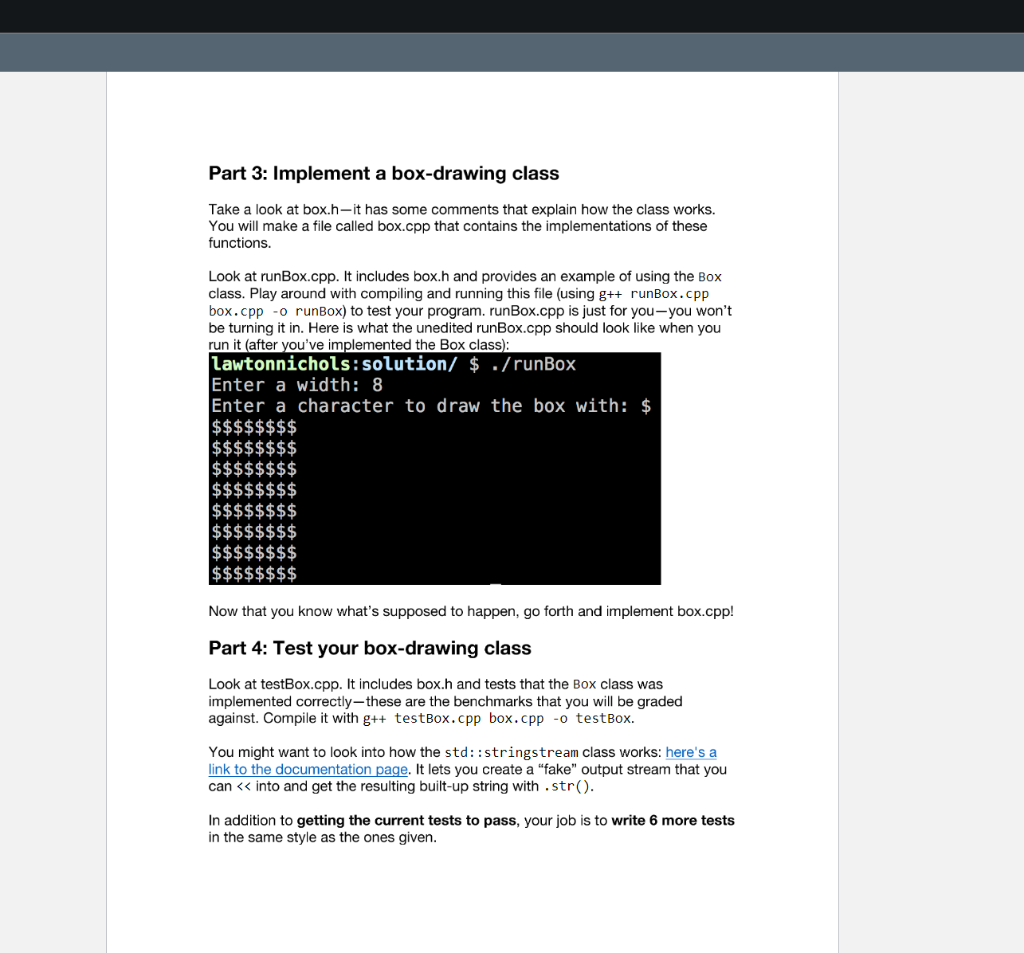 Solved Part 3: Implement a box-drawing class Take a look at | Chegg.com