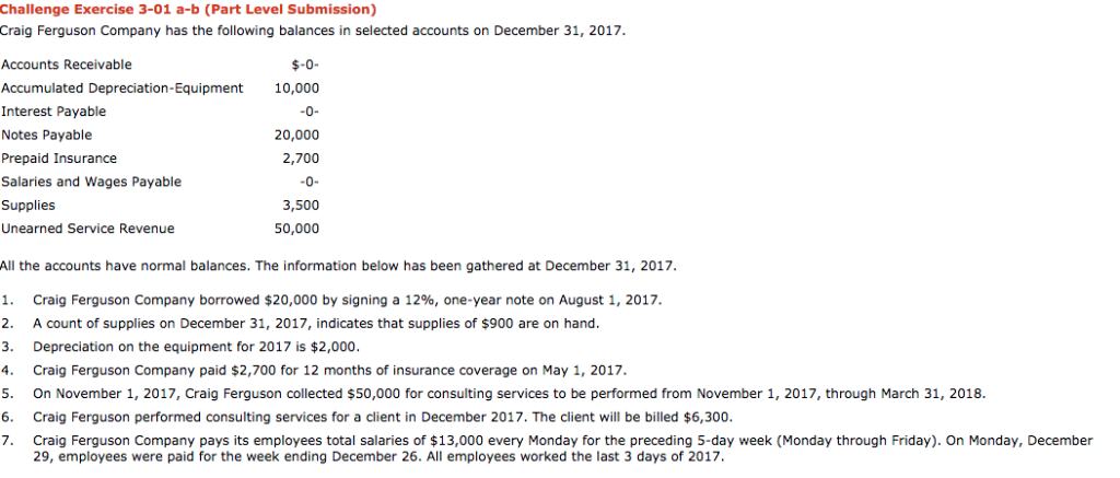 Solved Challenge Exercise 3-01 a-b (Part Level Submission) | Chegg.com