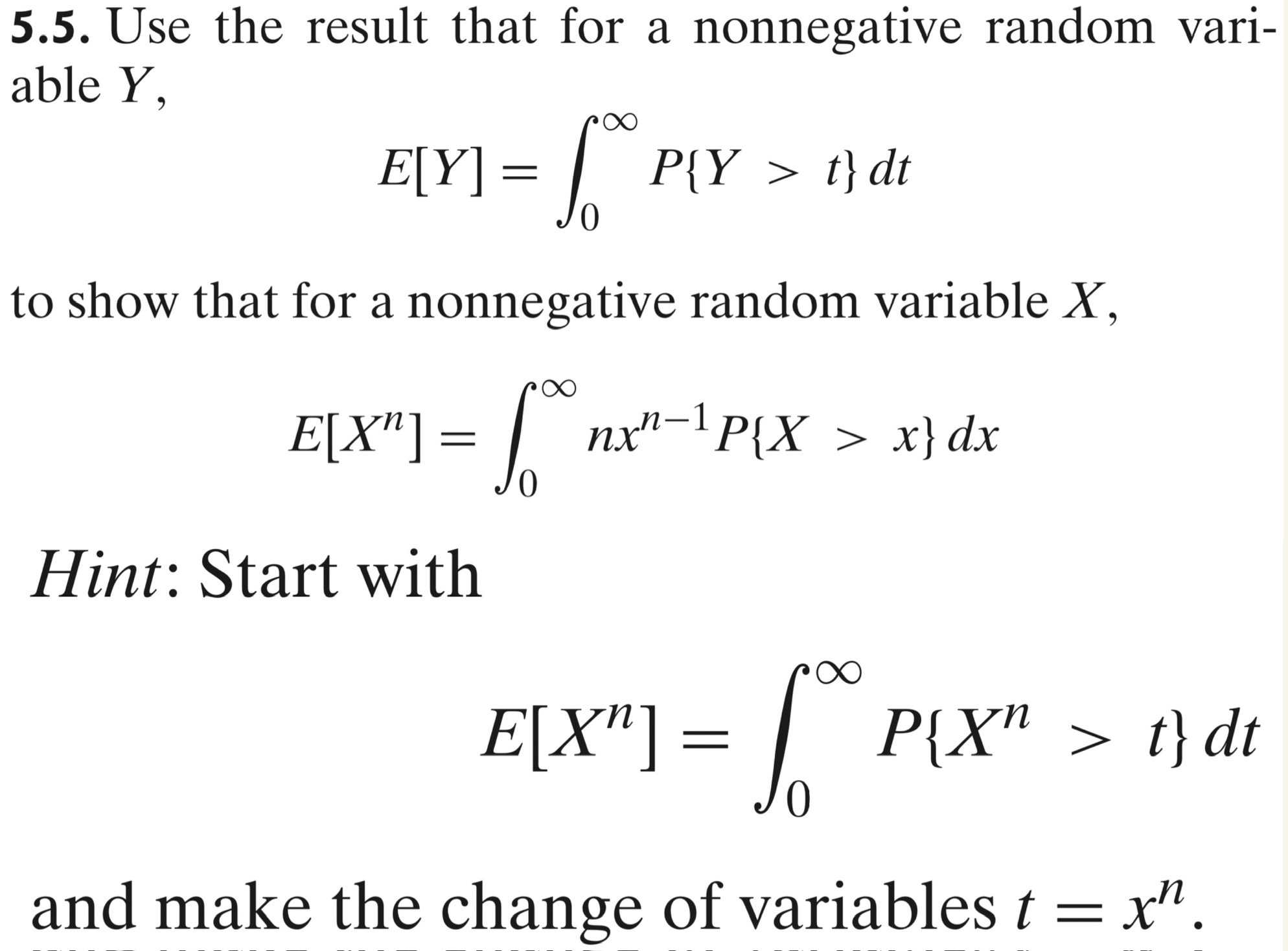 Solved 5.5. Use the result that for a nonnegative random | Chegg.com