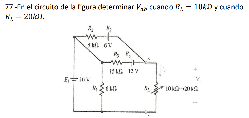 Solved 77.-En el ﻿circuito de la ﻿figura determinar Vab | Chegg.com
