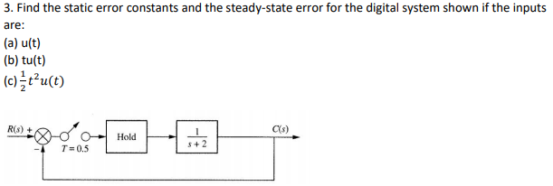 Solved 3. Find the static error constants and the | Chegg.com