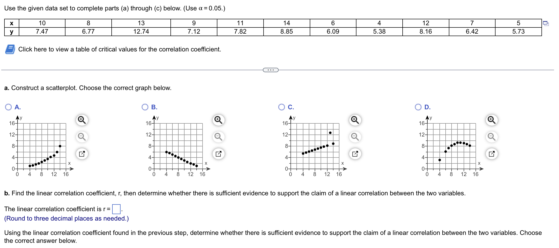 Solved Using the linear correlation coefficient found in the | Chegg.com