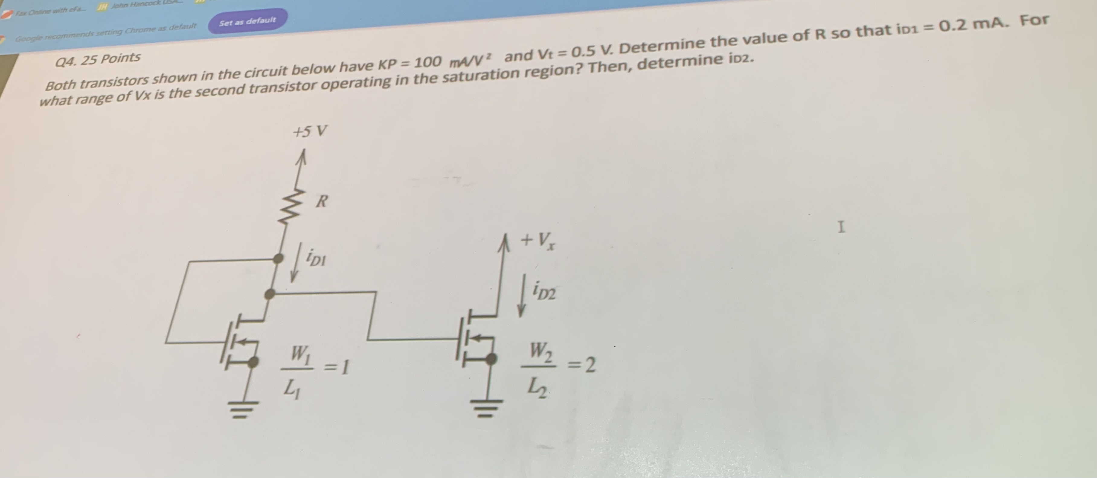 Solved Q4. 25 ﻿PointsBoth transistors shown in the circuit | Chegg.com