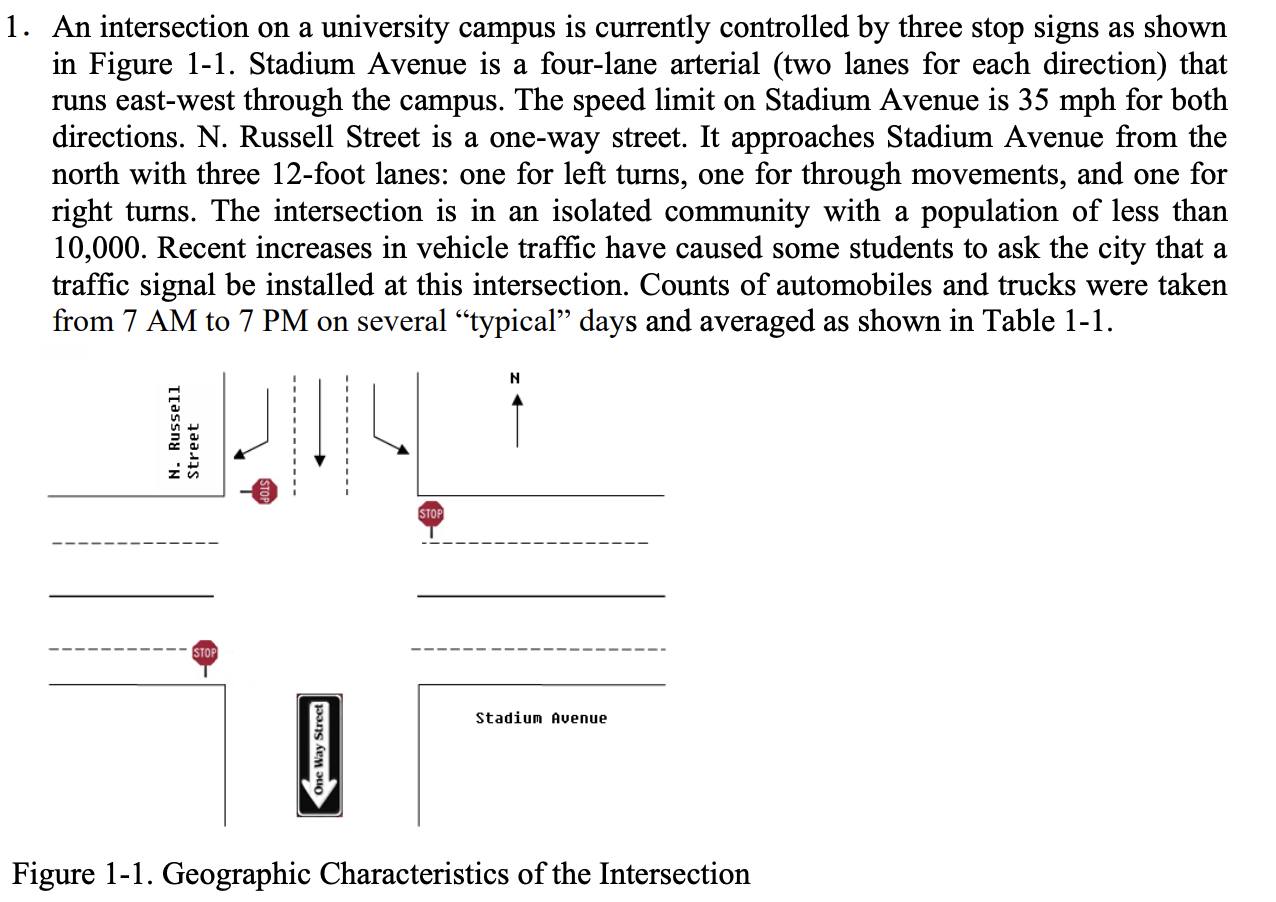 Solved 1. An intersection on a university campus is | Chegg.com