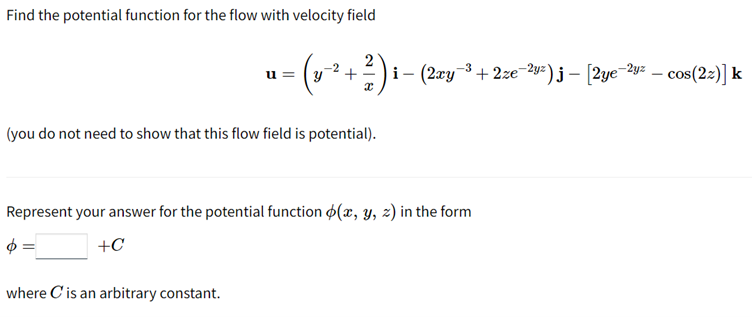 Solved Find the potential function for the flow with | Chegg.com