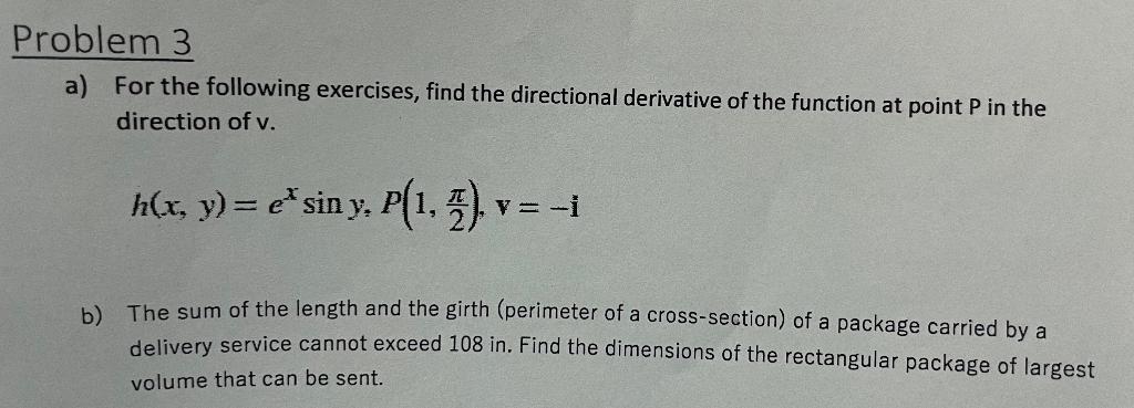 Solved a) For the following exercises, find the directional | Chegg.com
