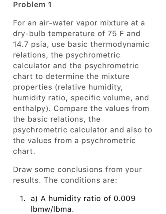 Solved For an air-water vapor mixture at a dry-bulb | Chegg.com