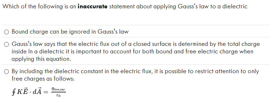 Solved Which of the following is an inaccurate statement | Chegg.com