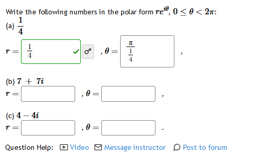 Solved Write the following numbers in the polar form | Chegg.com