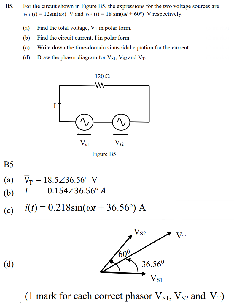 Solved B5. ﻿For the circuit shown in Figure B5, ﻿the | Chegg.com