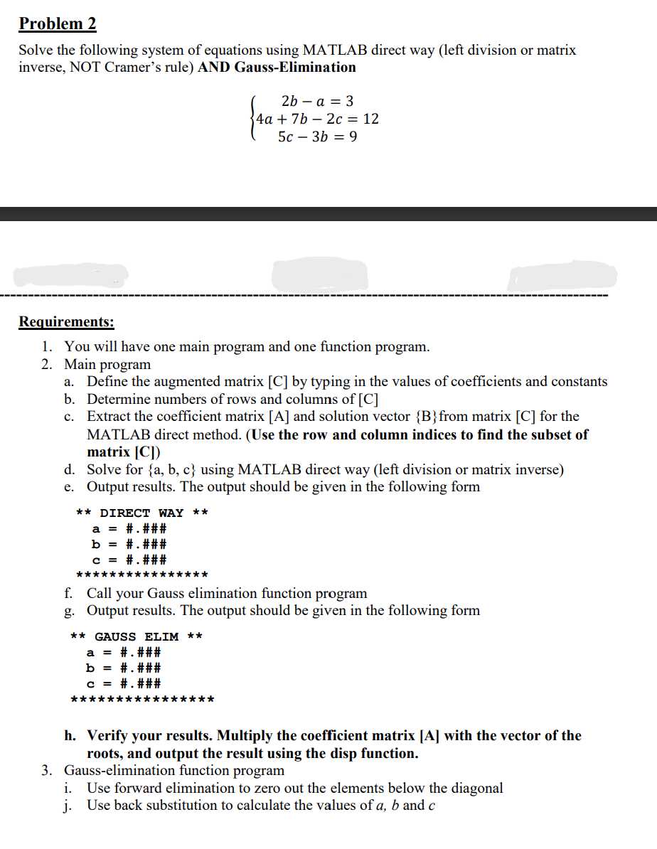 Solved Problem 2 Solve the following system of equations | Chegg.com