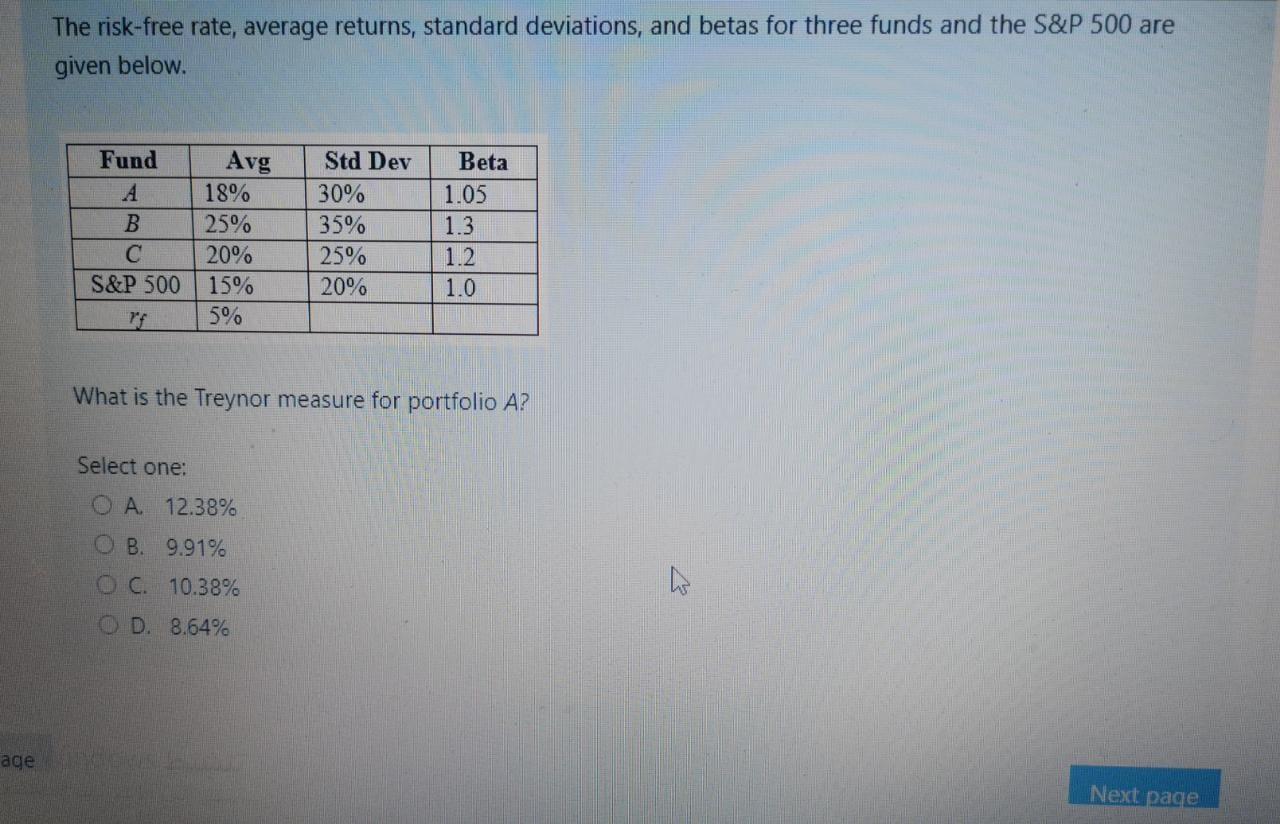 Solved The risk-free rate, average returns, standard | Chegg.com