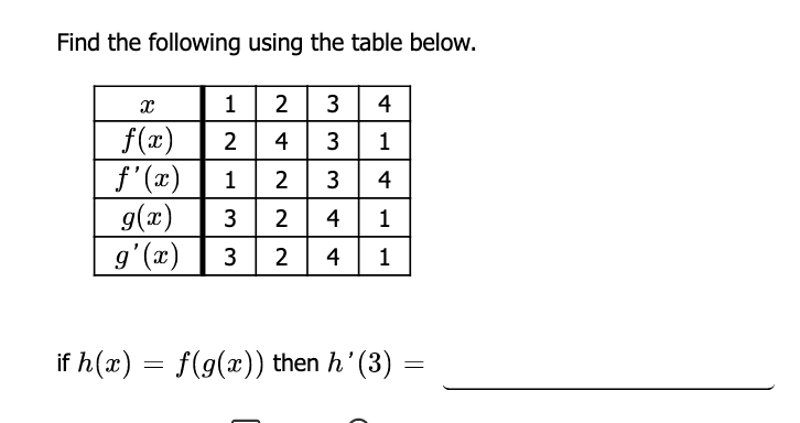 Solved Find the following using the table below. if | Chegg.com