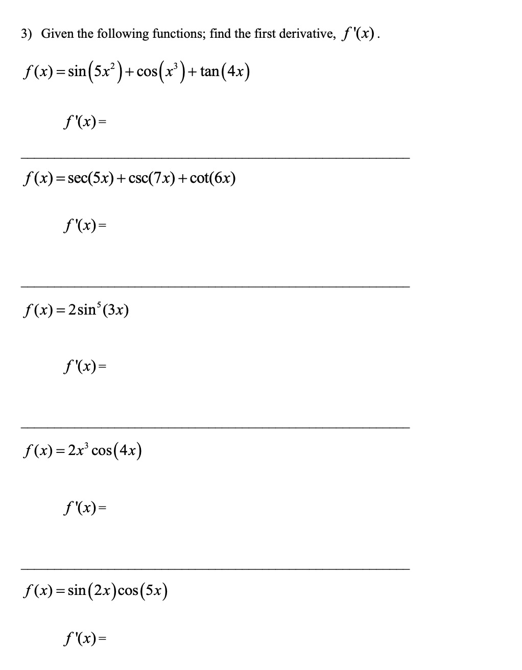Solved Given the following functions; find the first | Chegg.com