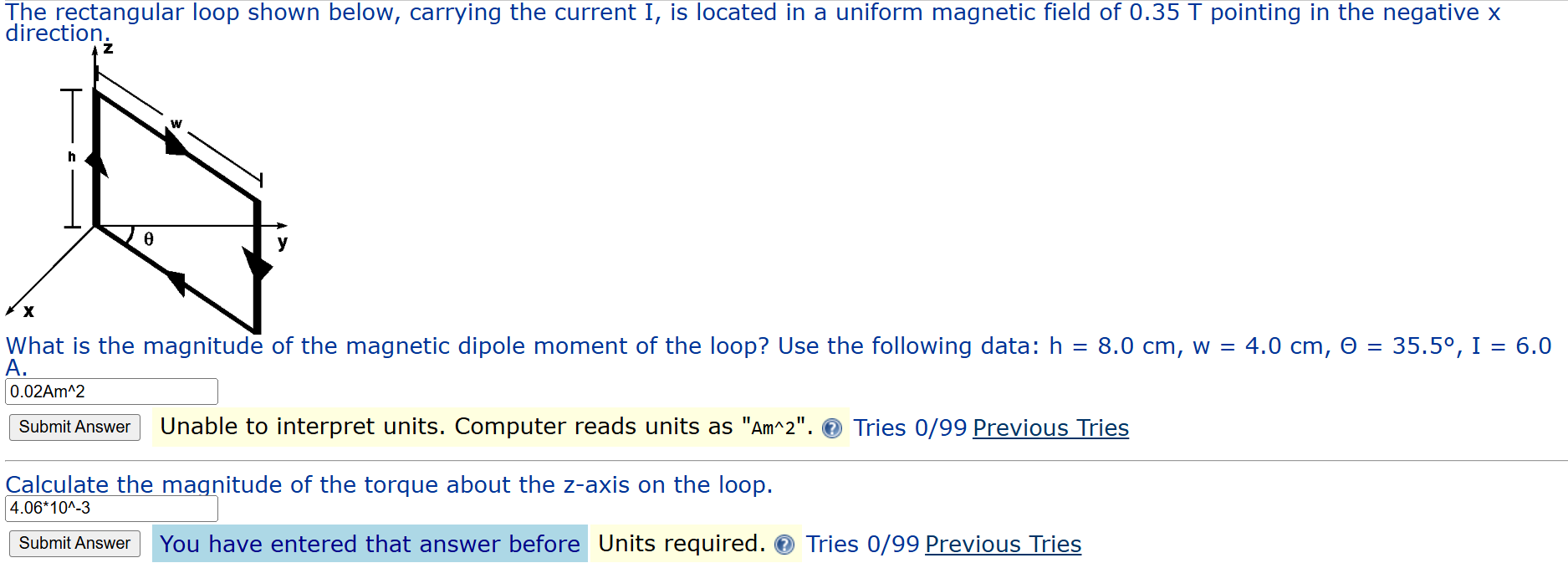 Solved The rectangular loop shown below, carrying the | Chegg.com