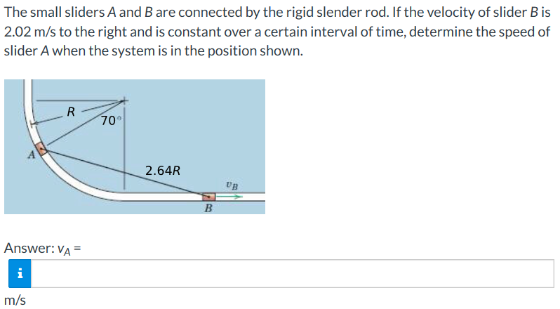 Solved The small sliders A and B are connected by the rigid | Chegg.com