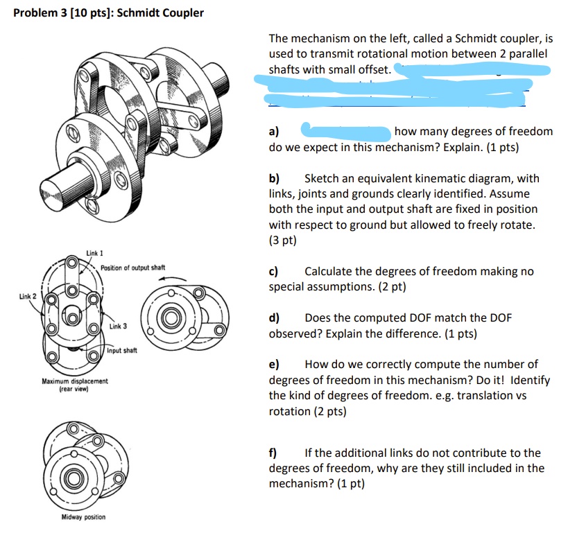 Solved Problem 3 [10 pts]: Schmidt Coupler The mechanism on | Chegg.com