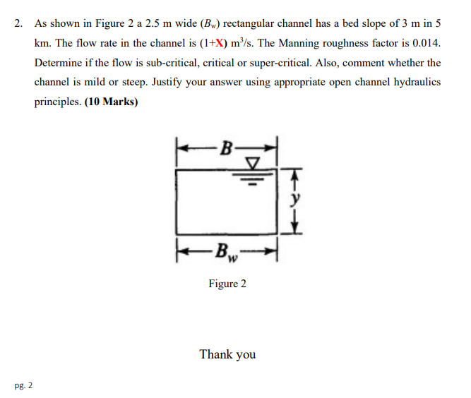 Solved 2. As shown in Figure 2 a 2.5 m wide (BW) rectangular | Chegg.com