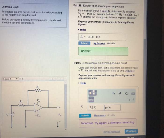 Solved Part B -Design of an inverting op-amp circuit | Chegg.com