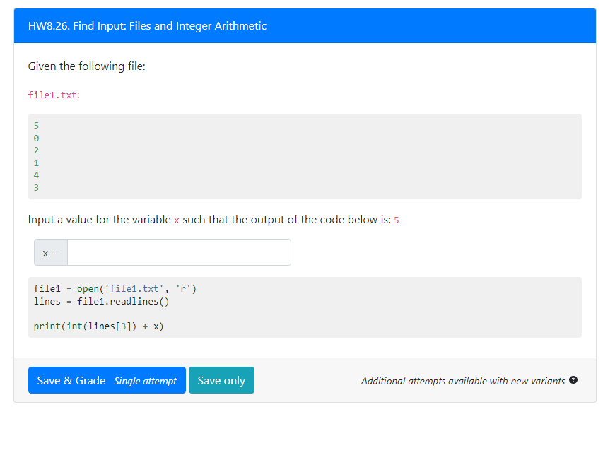 Solved Input a value for the variable x such that the output | Chegg.com