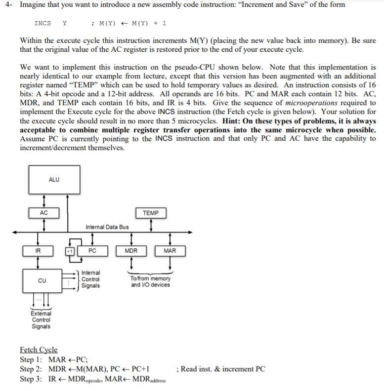 4. Imagine that you want to introduce a new assembly | Chegg.com