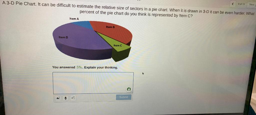 Solved A 3-D Pie Chart. It can be difficult to estimate the | Chegg.com