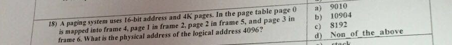 Solved 18) A paging system uses 16-bit address and 4K pages. | Chegg.com