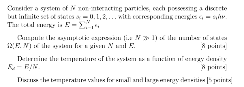 Consider a system of N non-interacting particles, | Chegg.com