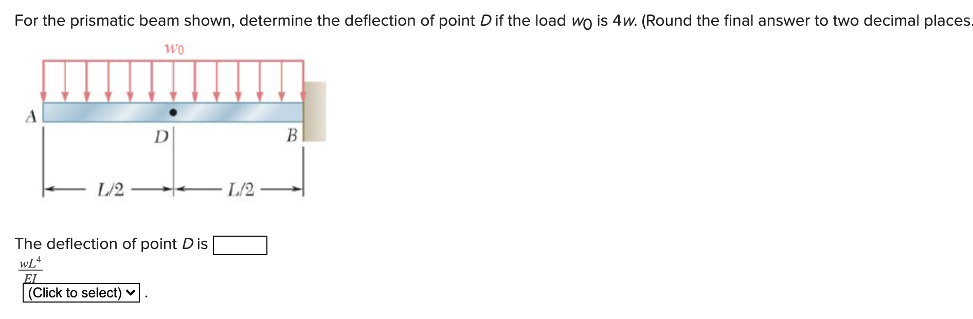 Solved For the prismatic beam shown, determine the | Chegg.com
